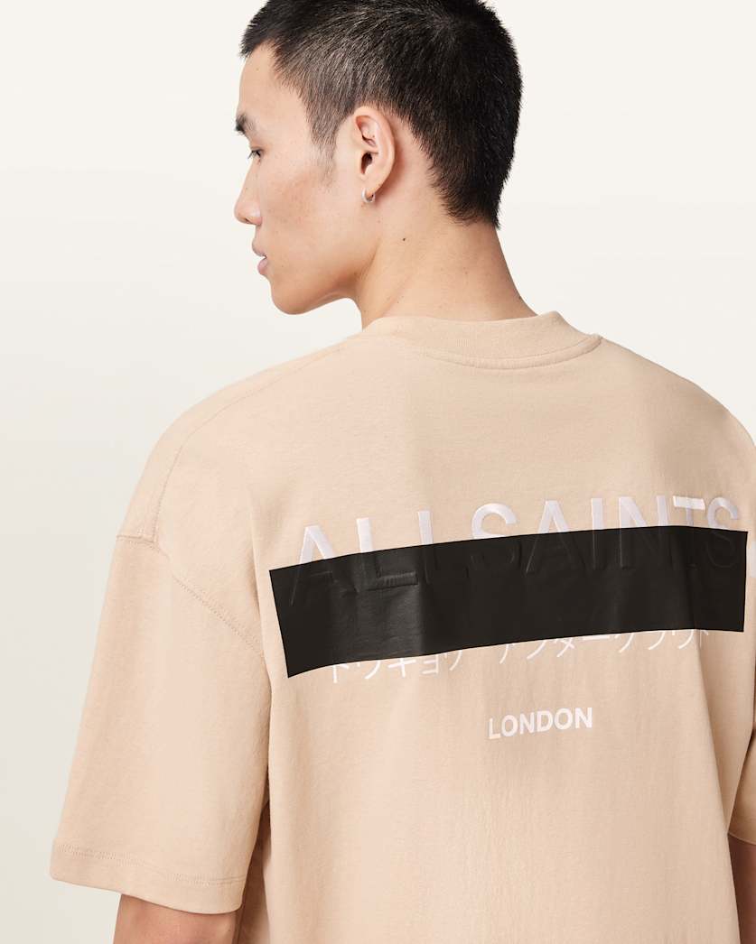 Redact Oversized Logo T-Shirt DUSTY LIGHT BROWN | ALLSAINTS